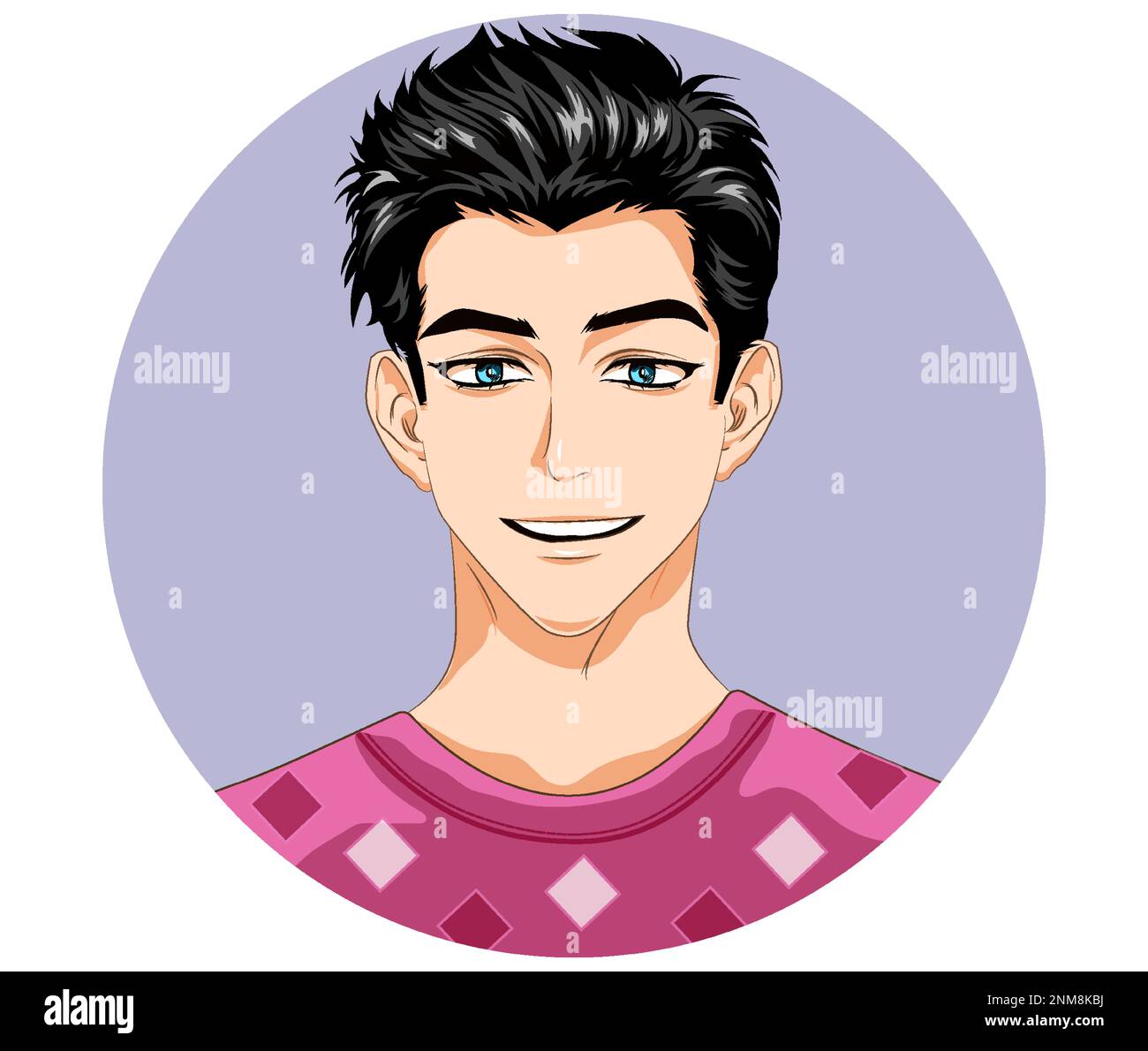 Friendly cheerful young man. Manga and anime style illustrations.Vector ...