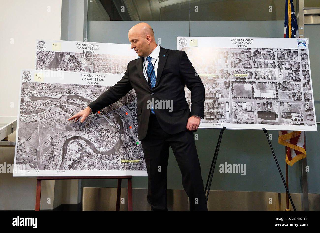 Spokane police Sgt. Zac Storment points to a map Friday, Nov. 19, 2021 ...