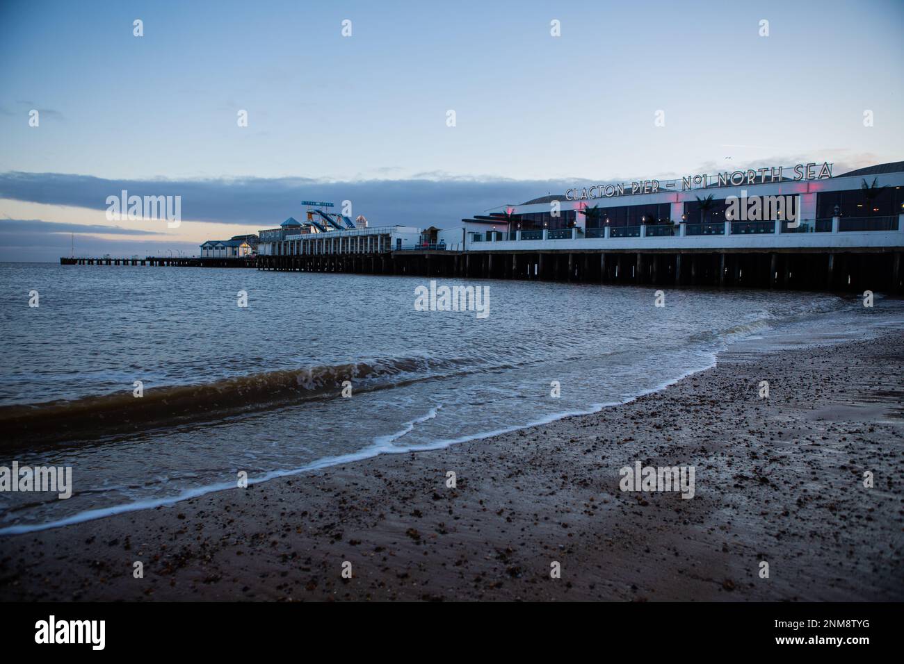 Clacton Pier at Dusk in Clacton-on-Sea, Essex Stock Photo - Alamy