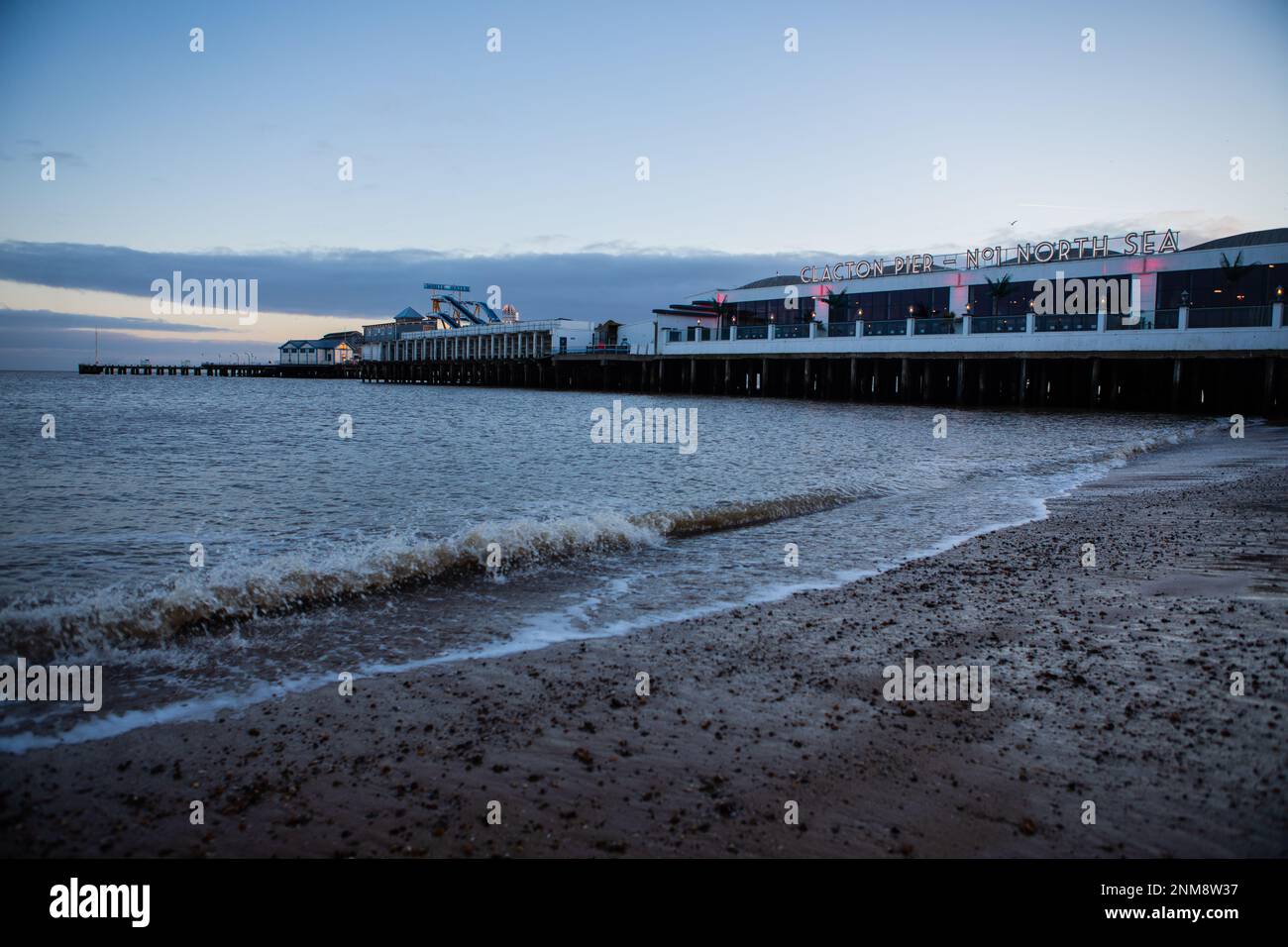 Clacton Pier at Dusk in Clacton-on-Sea, Essex Stock Photo - Alamy