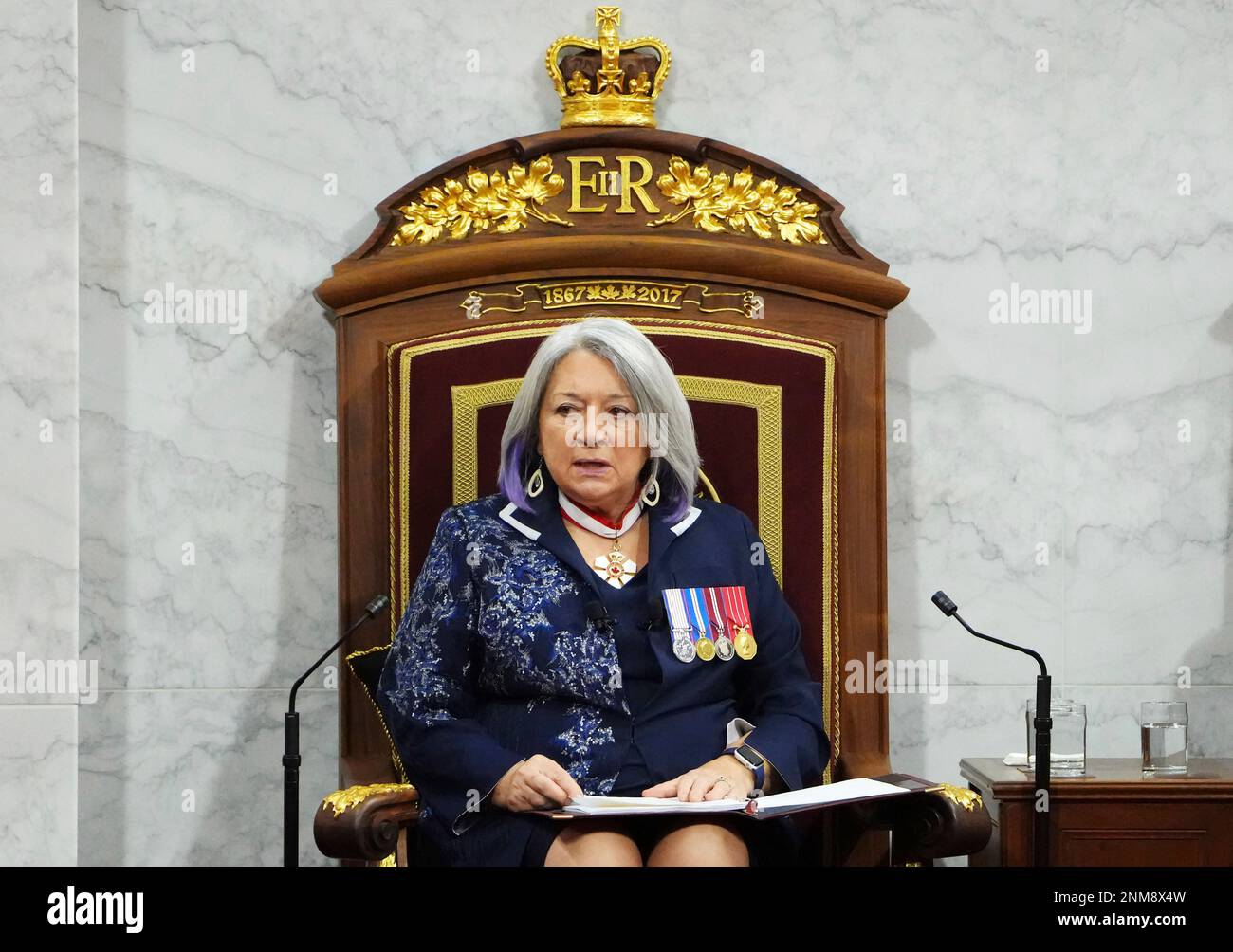Mary Simon, Governor General of Canada, delivers the Throne Speech in ...