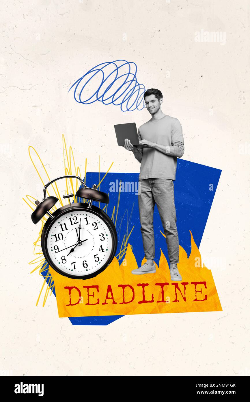 Poster banner template collage of professional worker use netbook work ...