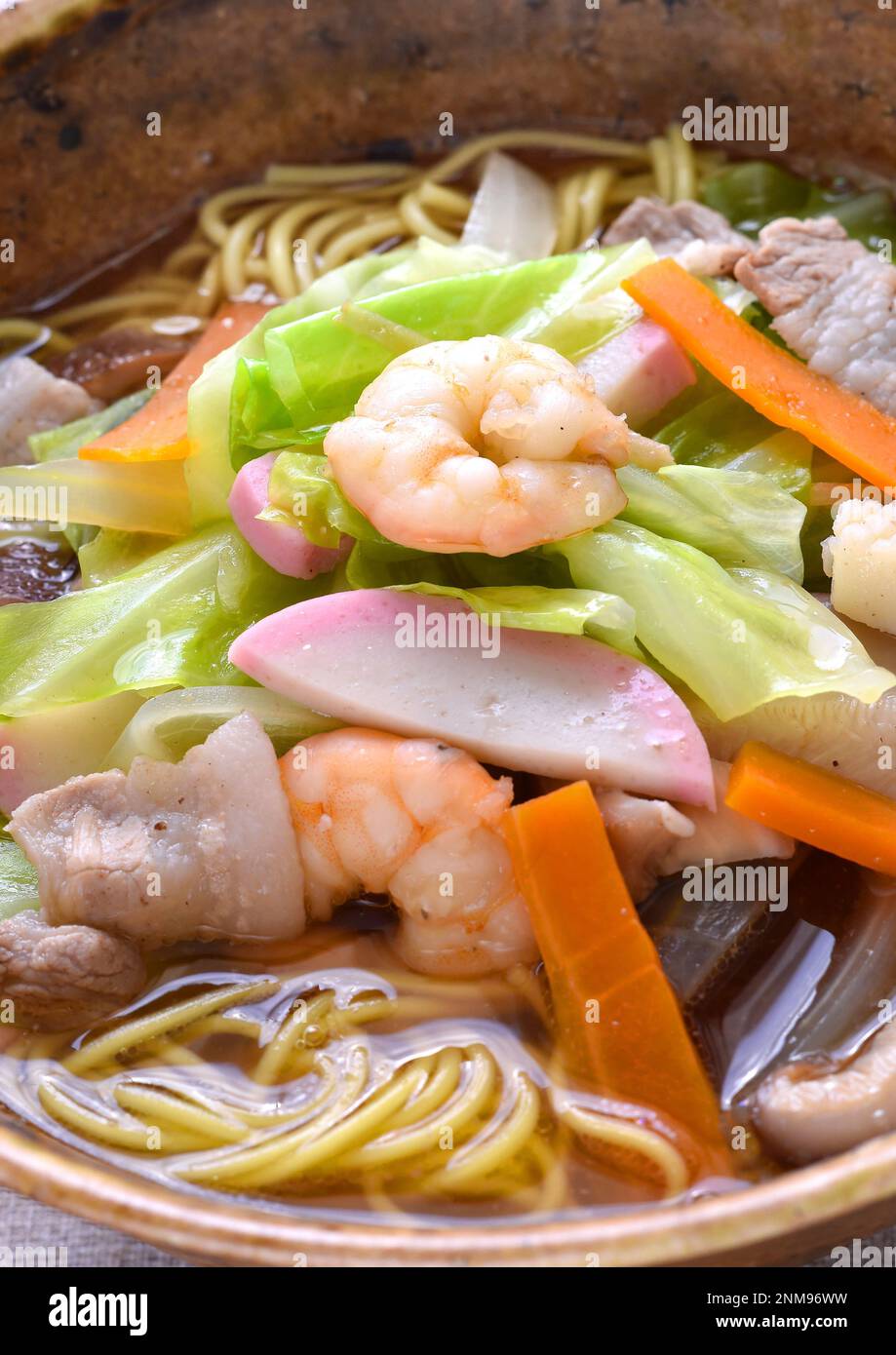 A picture taken on Oct. 4, 2021 in Tokyo shows a dish of Chanpon ...