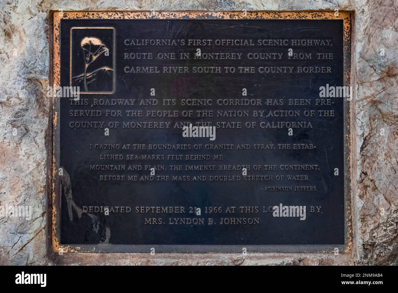 Sign commemorating Lady Bird Johnson dedication of California's first ...