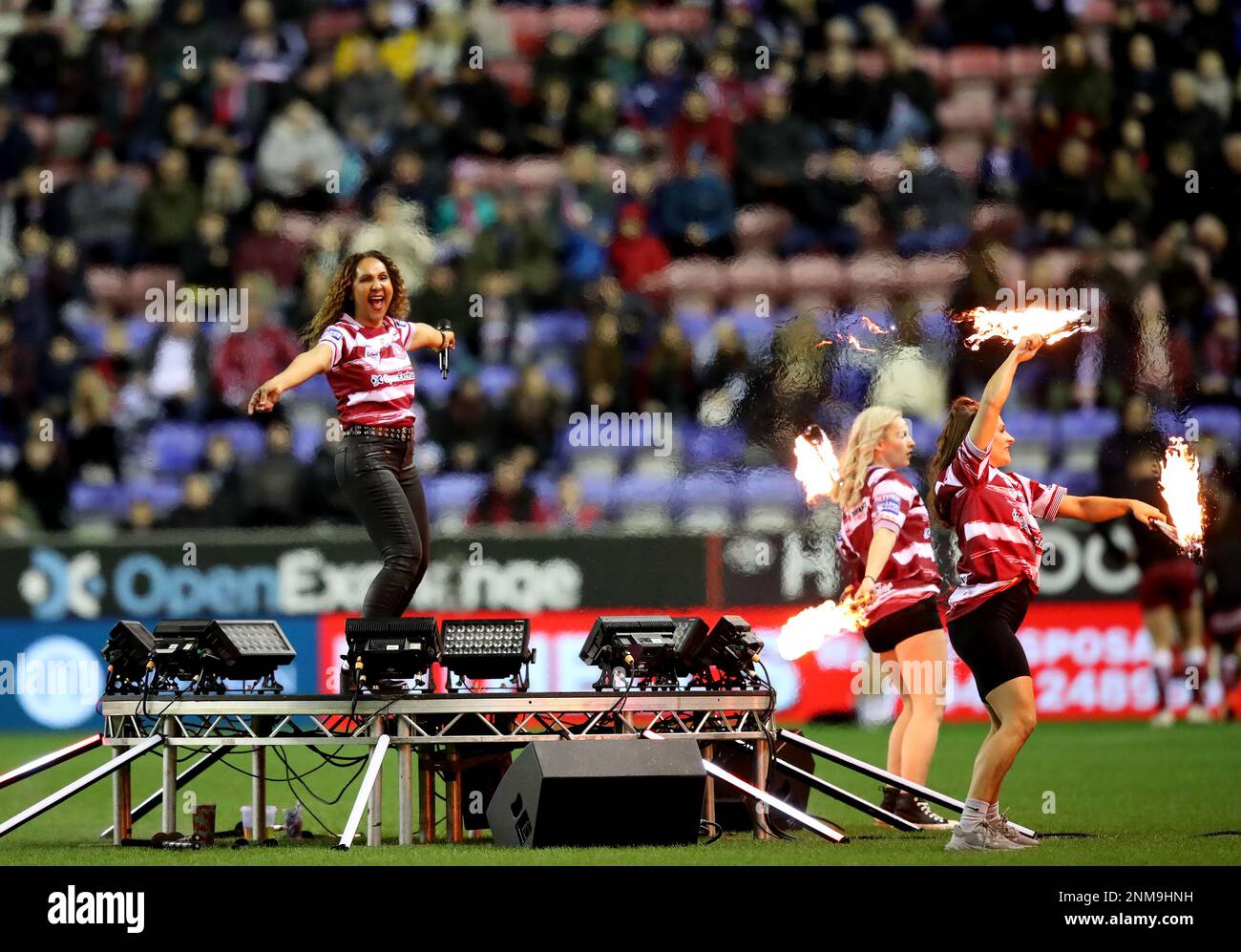 Rozalla performing ahead of the Betfred Super League match at the DW ...