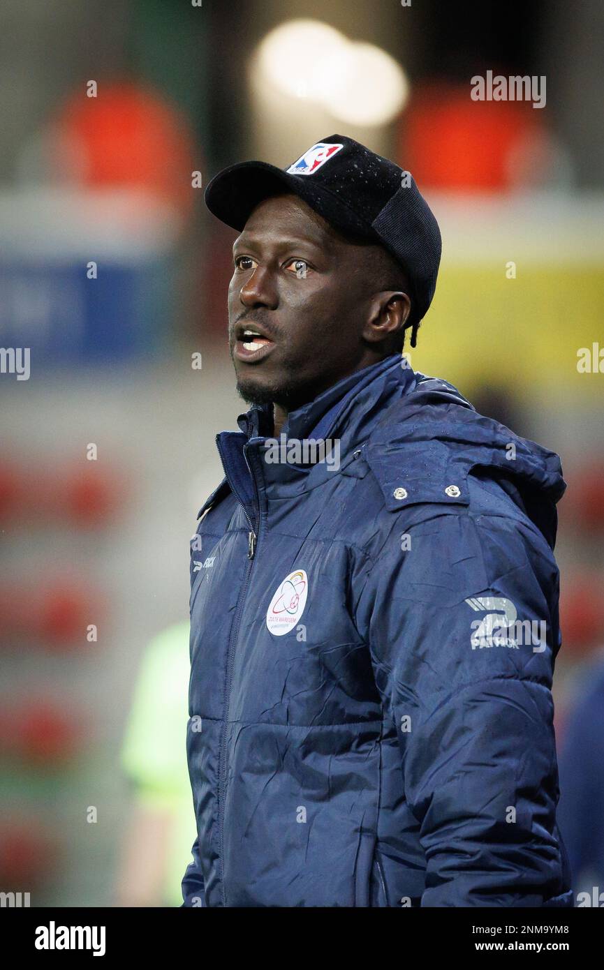 Essevee's head coach Mbaye Leye pictured during a soccer match between ...
