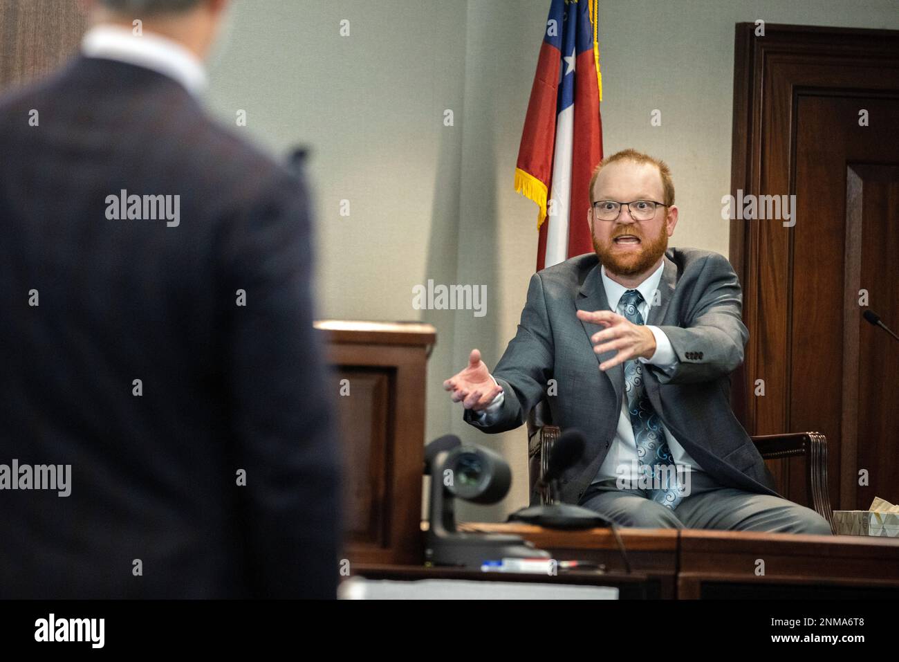 Travis McMichael speaks from the witness stand during his trial ...