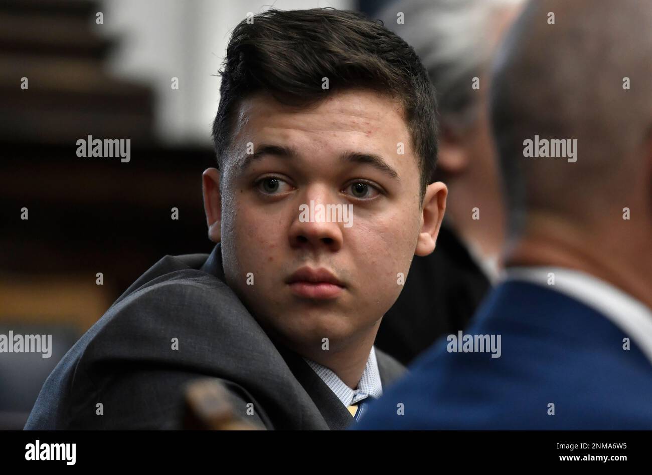 Kyle Rittenhouse looks back as attorneys discuss items in the motion ...