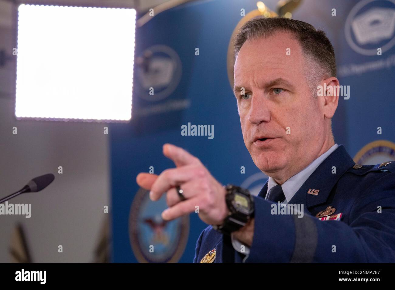 Pentagon spokesman U.S. Air Force Brig. Gen. Patrick Ryder speaks during a media briefing at the ...