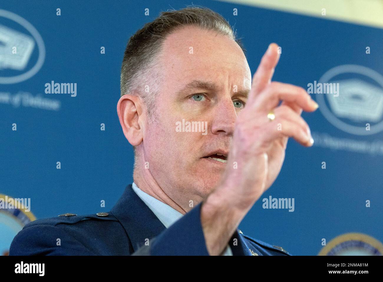 Pentagon spokesman U.S. Air Force Brig. Gen. Patrick Ryder speaks during a media briefing at the ...