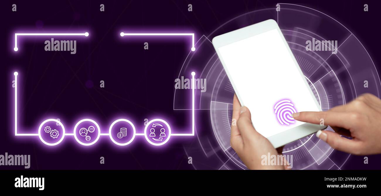 Hand holding mobile phone with important new information on display ...