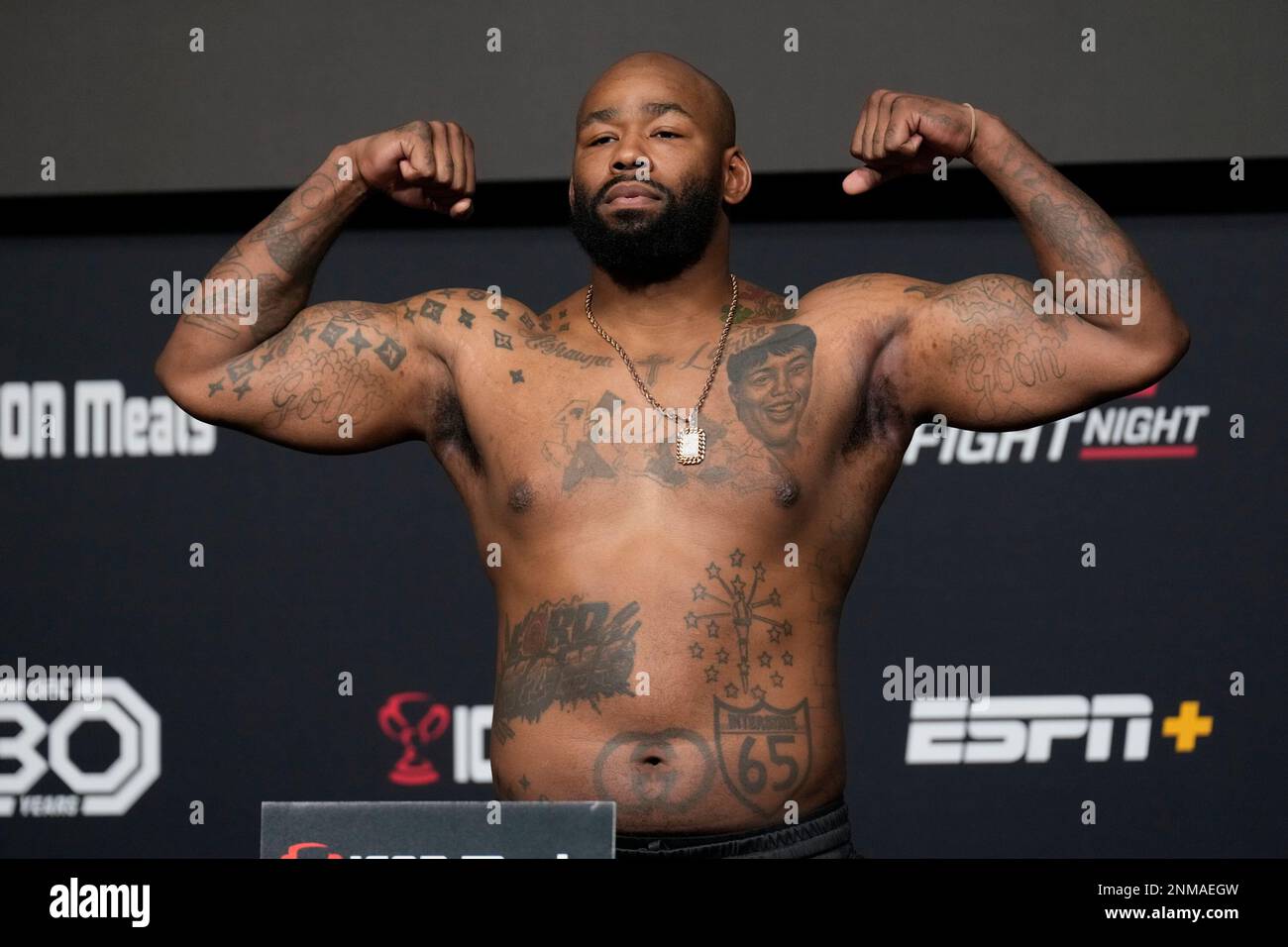 LAS VEGAS, NV - FEBRUARY 24: Don'Tale Mayes steps on the scale for the ...