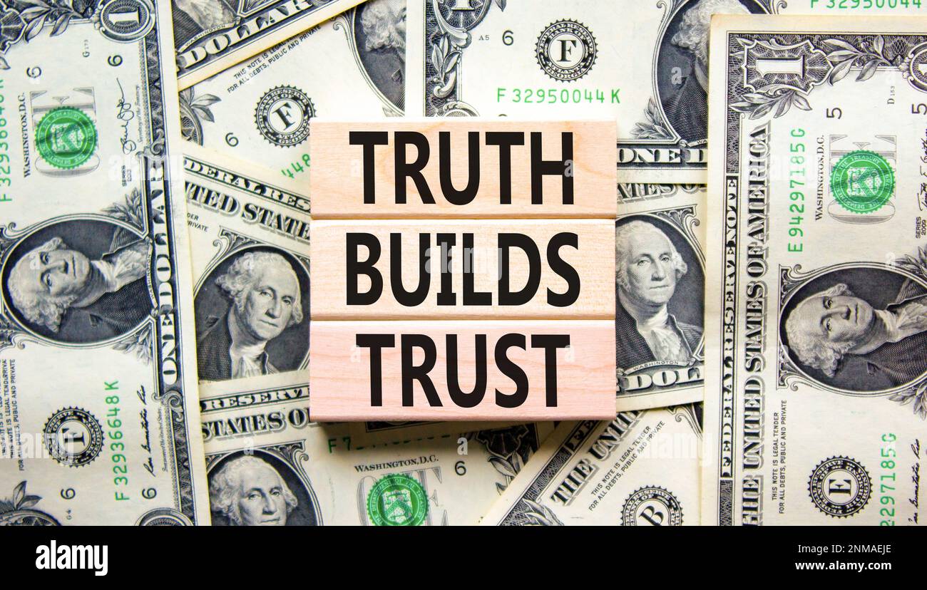 Truth builds trust symbol. Concept words Truth builds trust on wooden ...