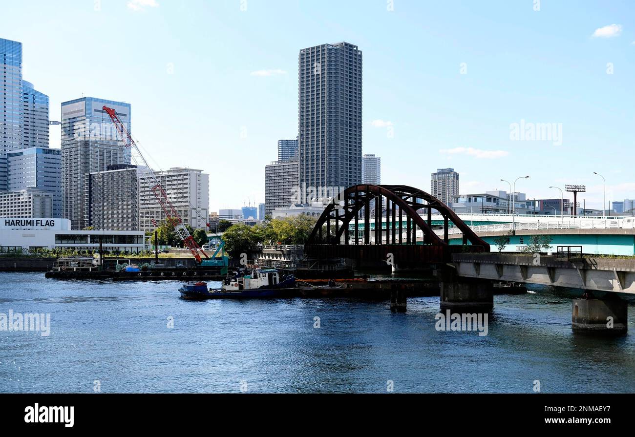 Harumi Kyoryo bridge on Harumi Canal that connects Harumi in Chuo Ward ...