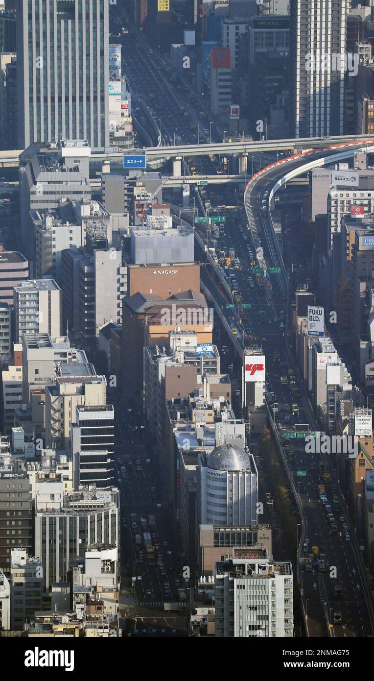 An aerial photo taken on Nov. 16, 2021 shows the Hanshin Expressway ...