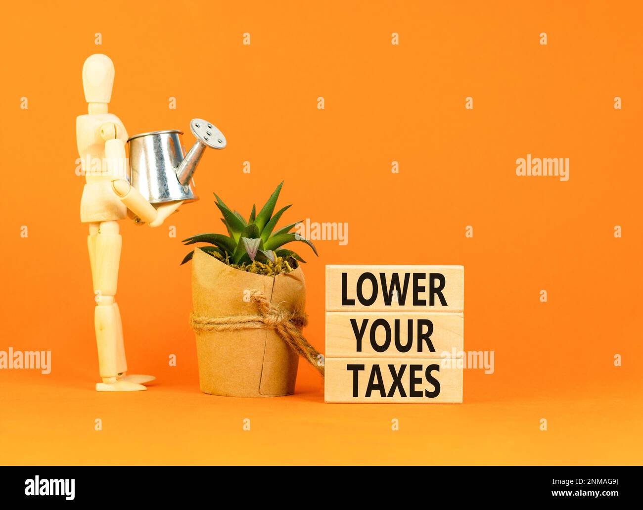 Lower your taxes symbol. Concept words Lower your taxes on wooden ...