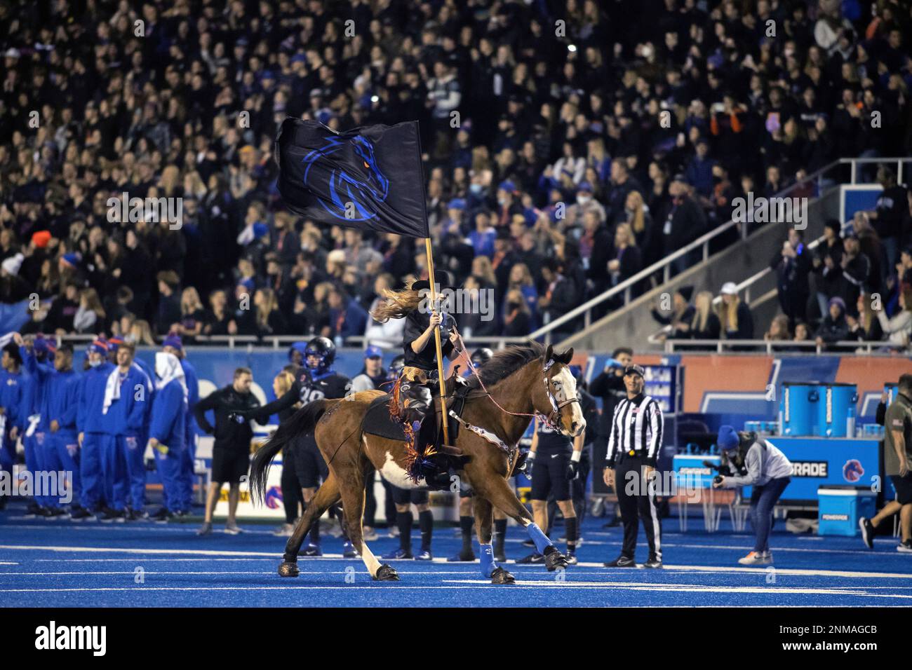 BOISE, ID - NOVEMBER 12: Boise State Broncos are led out of the locker ...