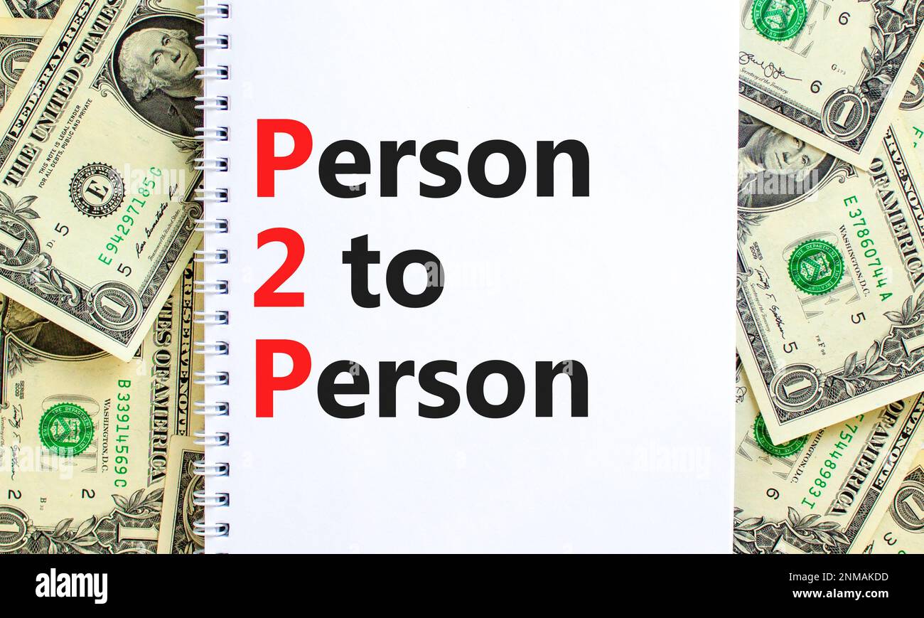 P2P person to person symbol. Concept words P2P person to person on white note on a beautiful ...