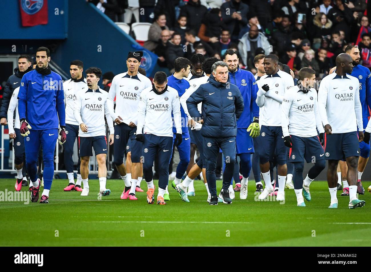 Team of PSG with Christophe GALTIER of PSG during the training of the ...