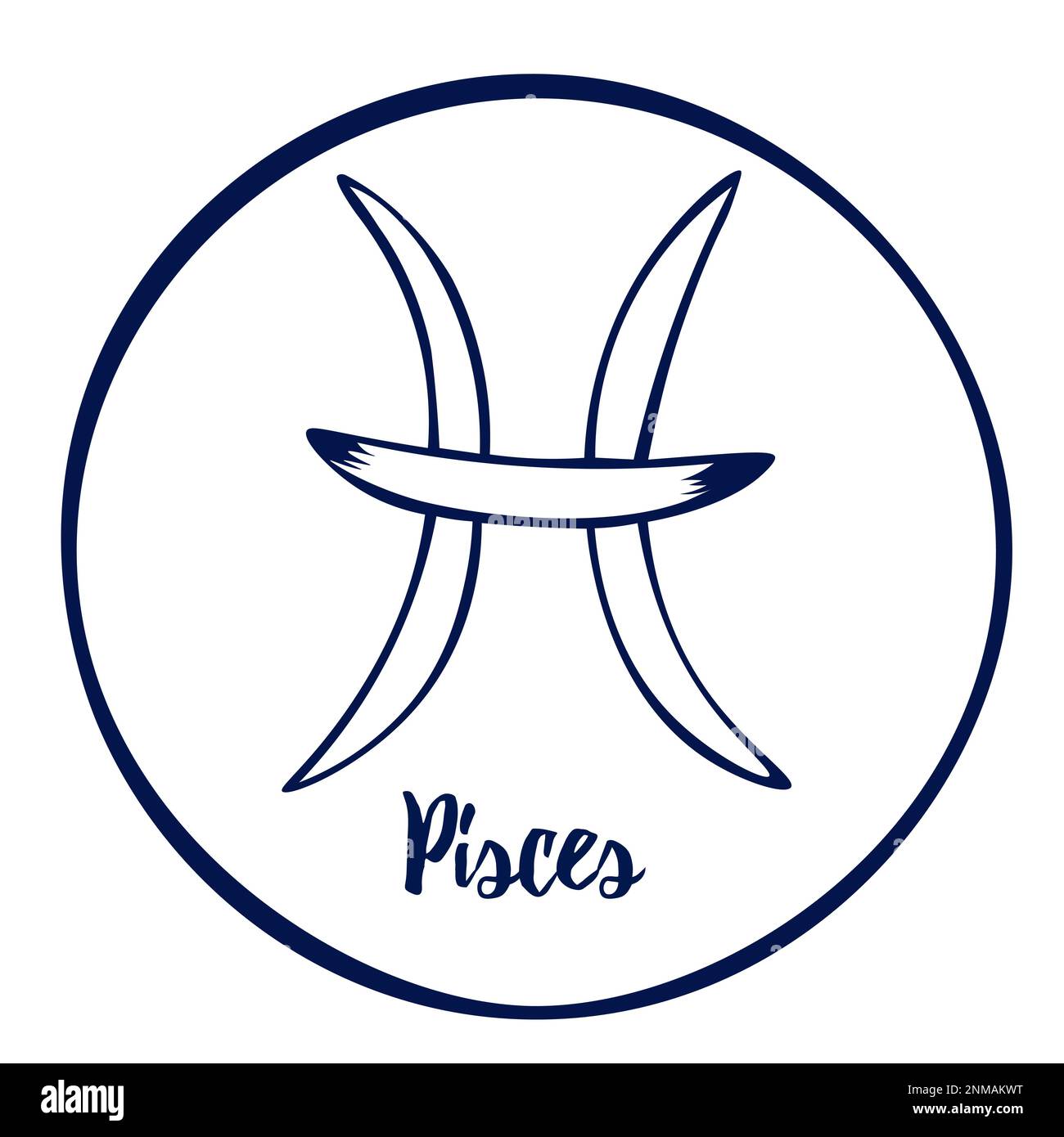 Hand drawn Zodiak signs. White Pisces zodiac icons on a white ...