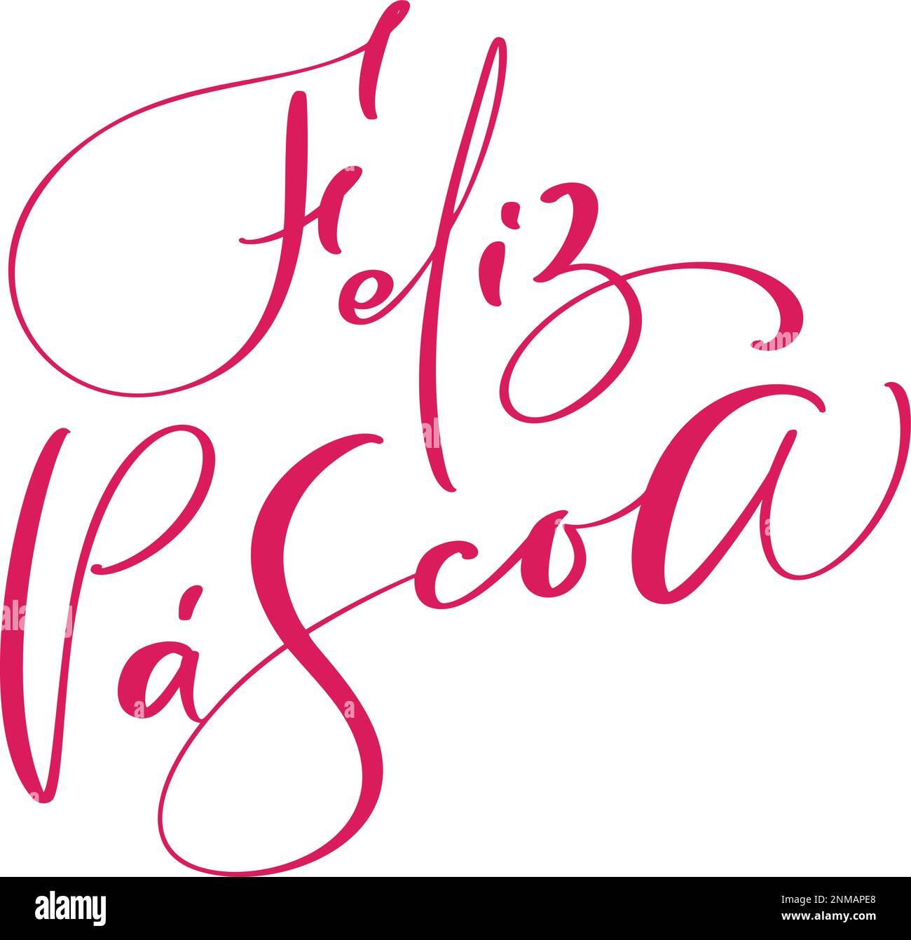 Feliz Pascoa red calligraphic text in Portuguese language. Happy Easter ...