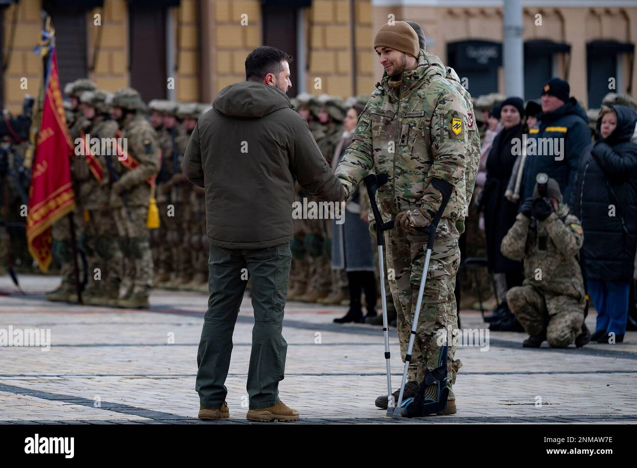 Kyiv, Ukraine. 24th Feb, 2023. Ukrainian President Volodymyr Zelenskyy ...