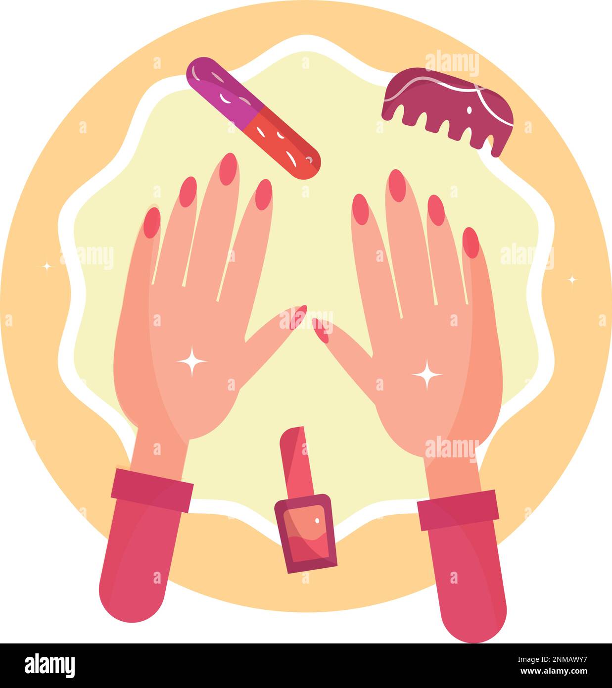 Isolated pair of girl hands with beauty products Sketch Vector Stock ...