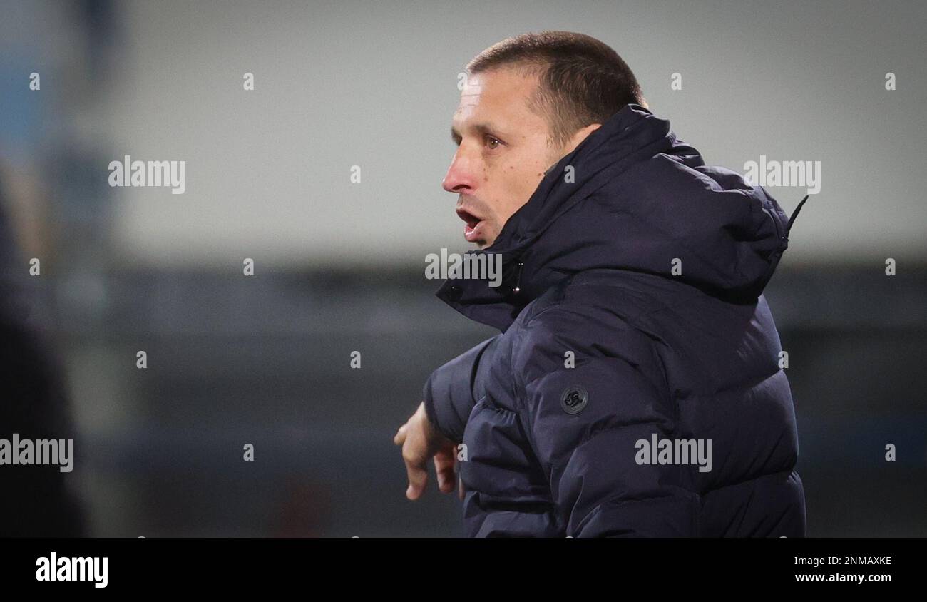 Dender's head coach Timmy Simons gestures during a soccer match between ...