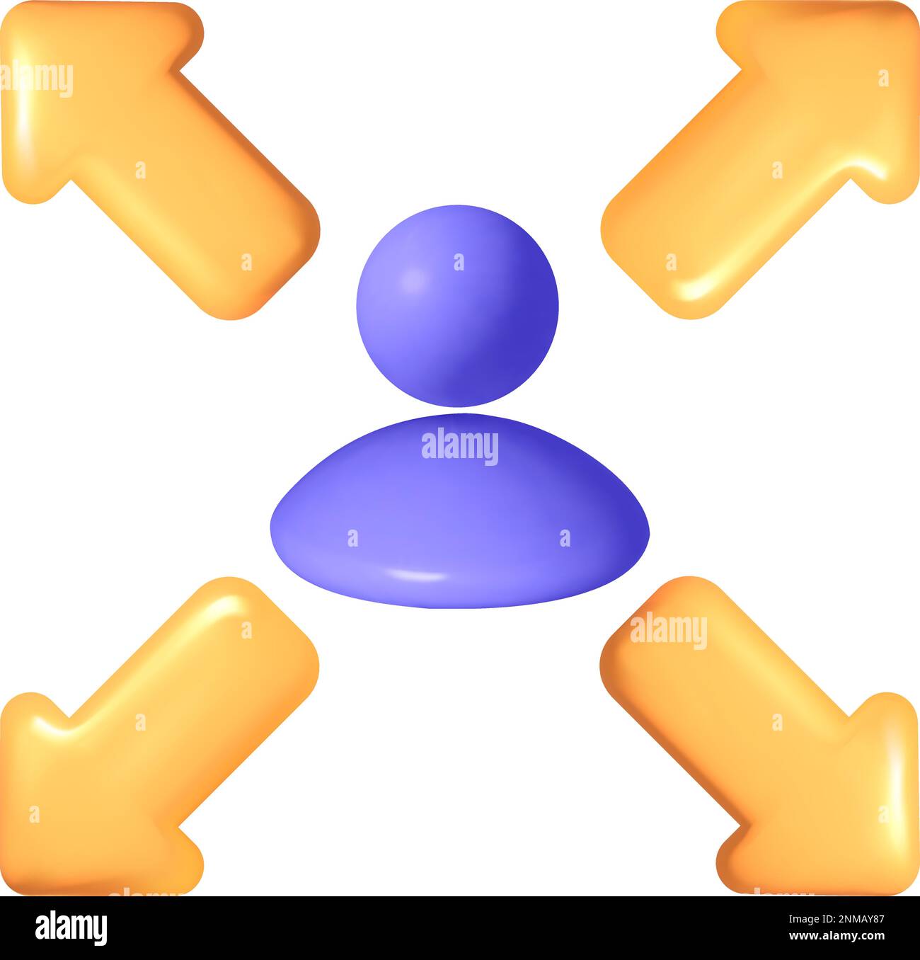 3d business vector mesh user icon. Person with arrows pointing outward ...