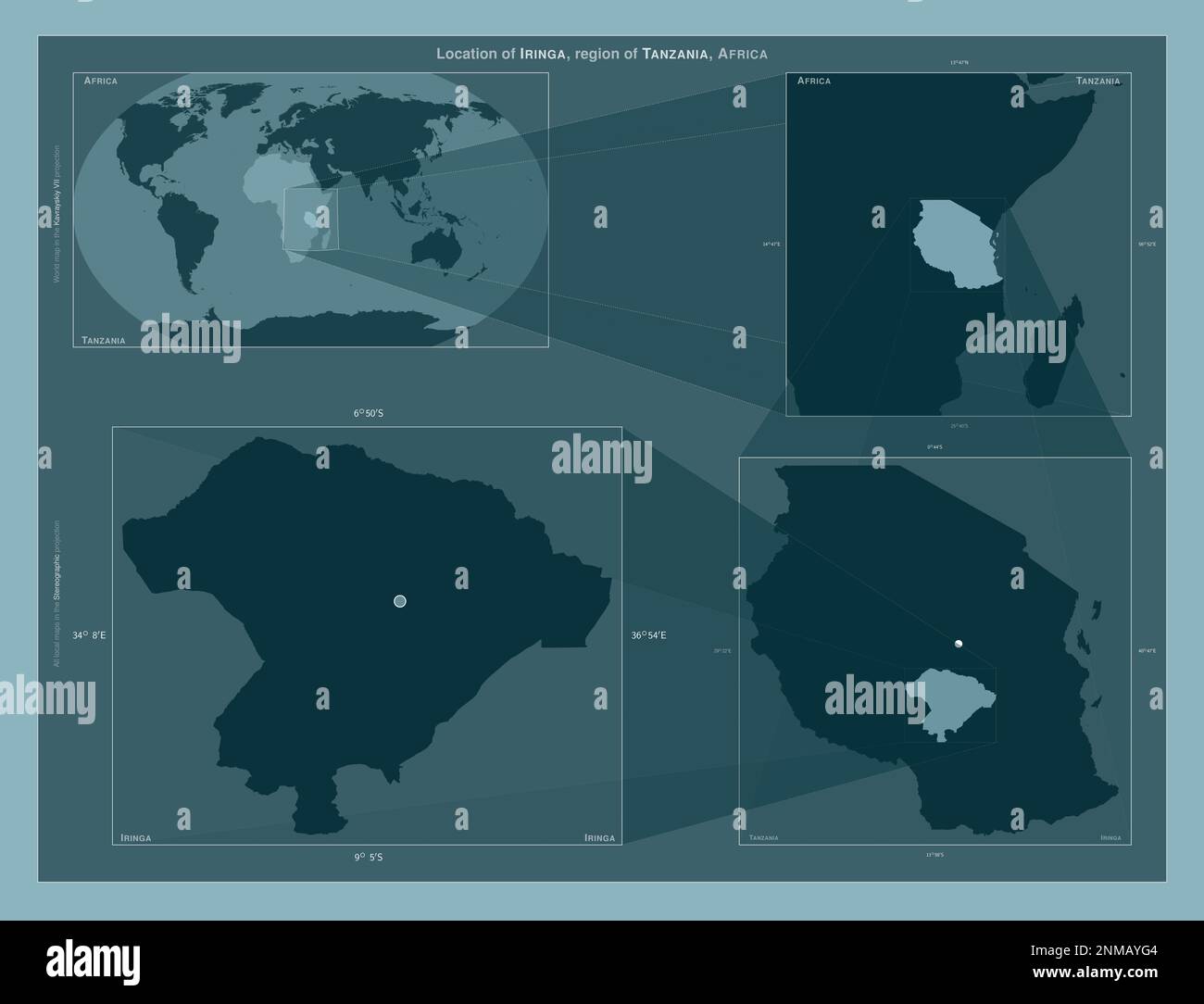 Iringa, region of Tanzania. Diagram showing the location of the region ...