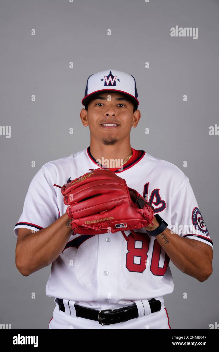 This is a 2023 photo of Gerardo Carrillo of the Washington Nationals baseball team. This image ...