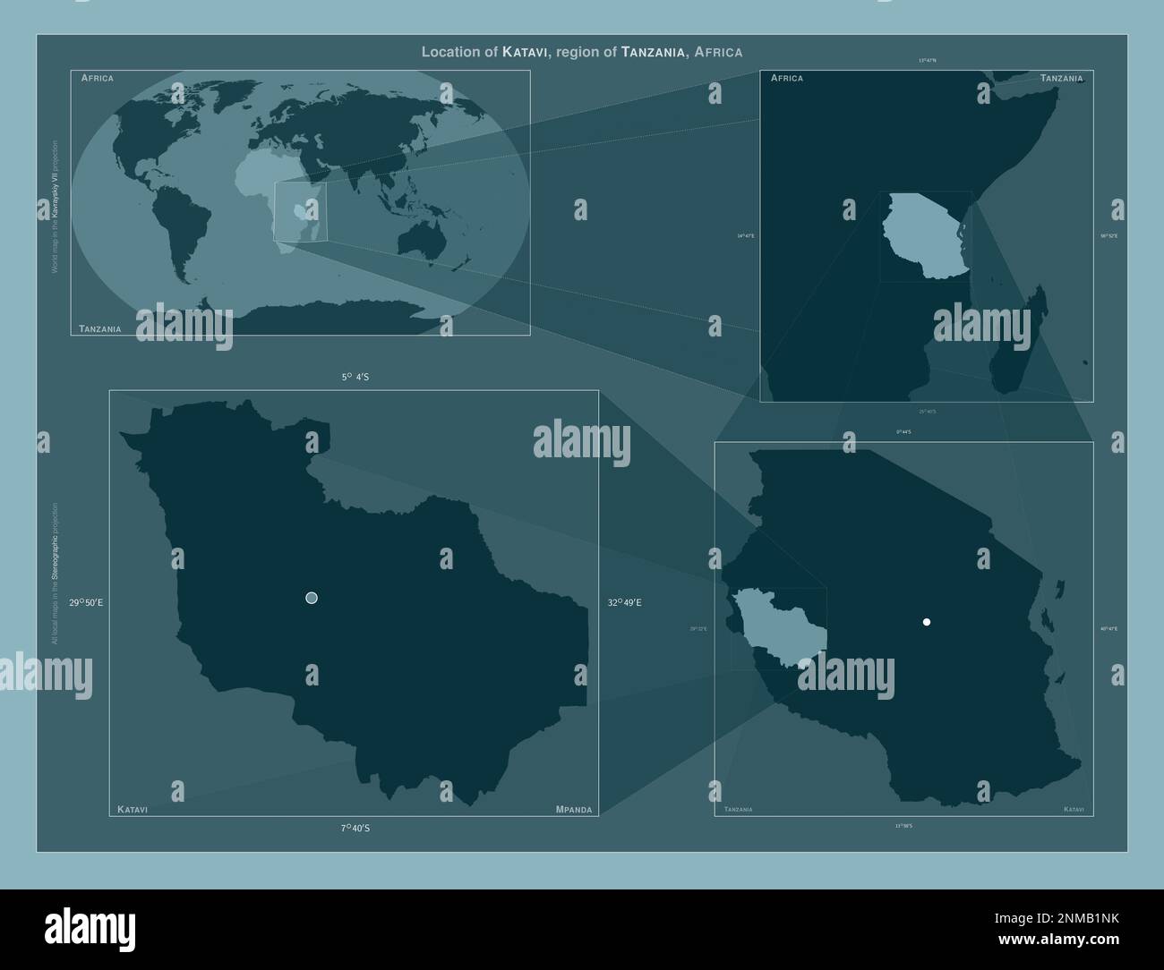 Katavi, region of Tanzania. Diagram showing the location of the region ...