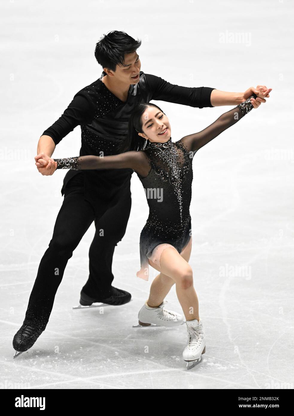 Japanese Riku Miura and Ryuichi Kihara perform during the Pairs Free at Yoyogi National Stadium ...