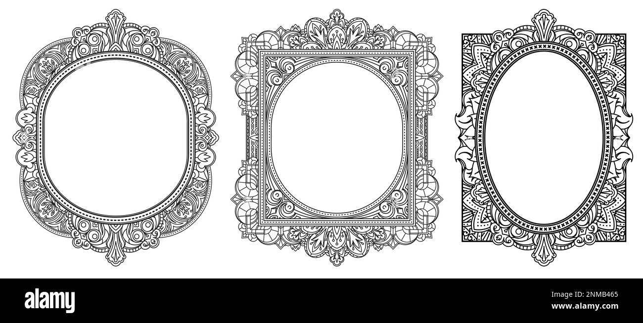 Set of rich decorated unusual frame patterns. Vector decorative ...