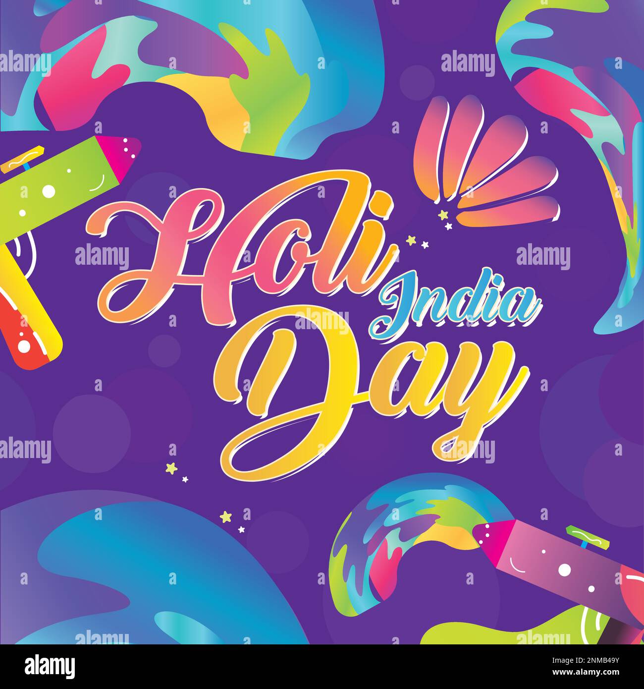 Colored holi festival poster with water guns and powder Vector Stock ...