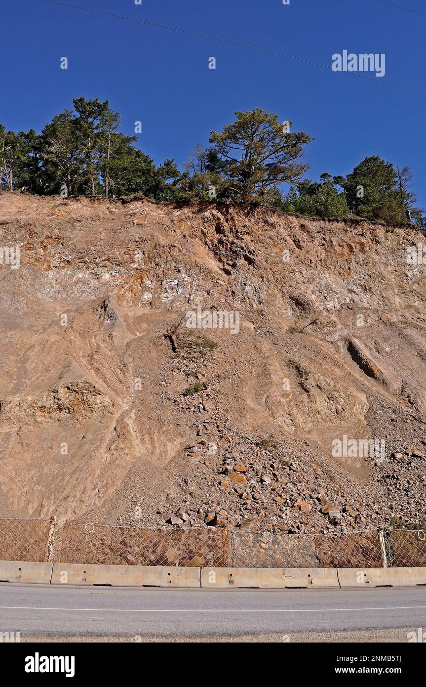 coastal cliffs along California State route one near Santa Cruz ...