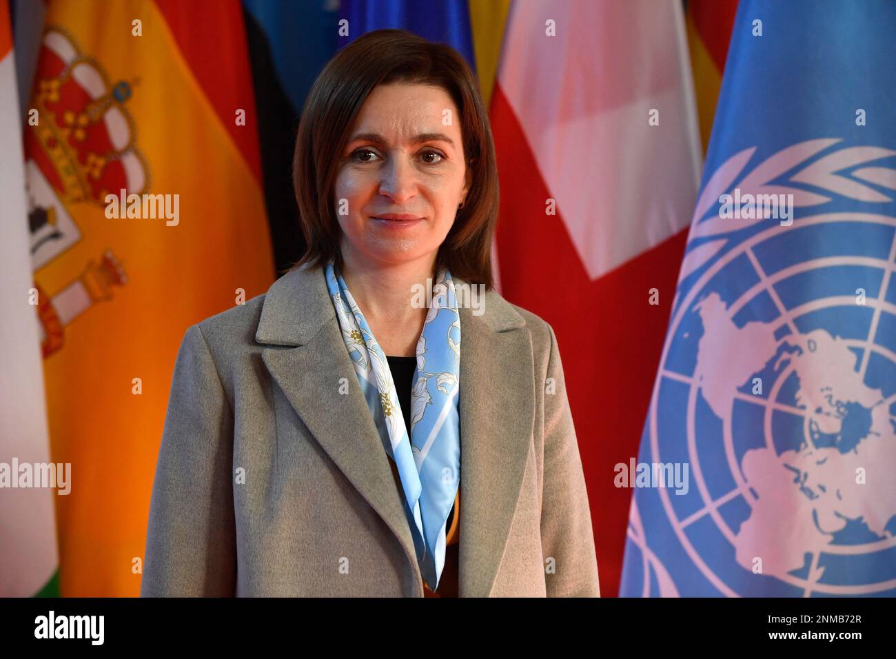 Moldova's President Maia Sandu arrives for the 75th anniversary ...