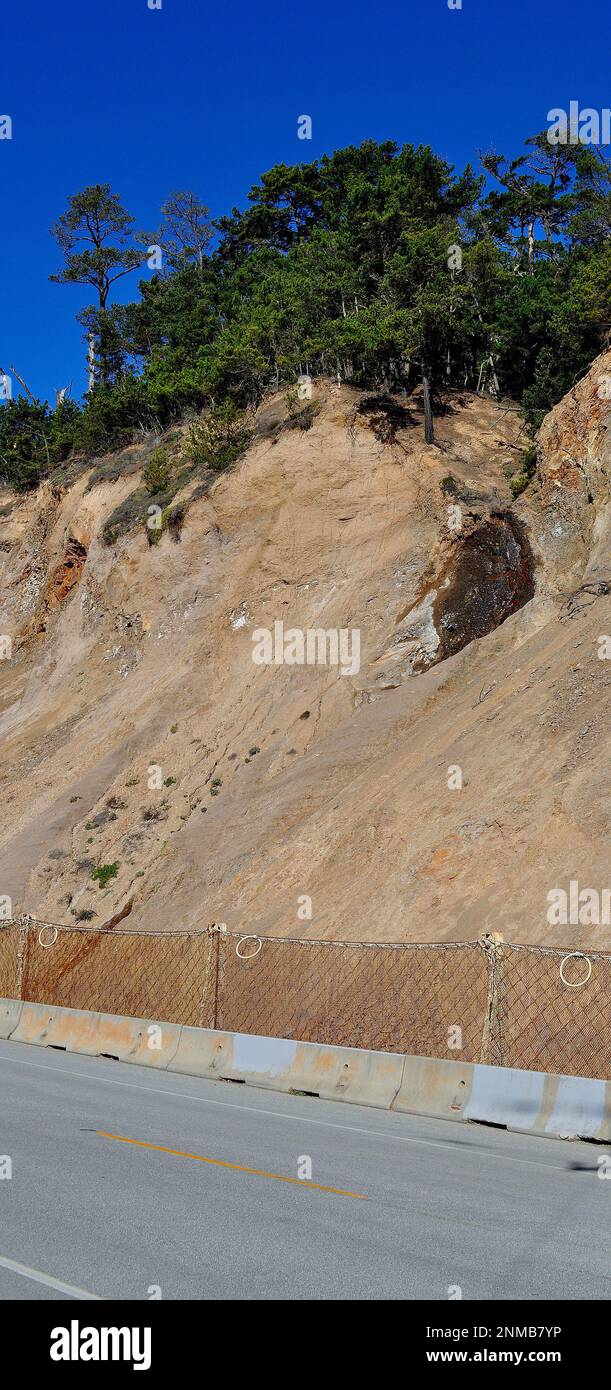 coastal cliffs along California State route one near Santa Cruz ...