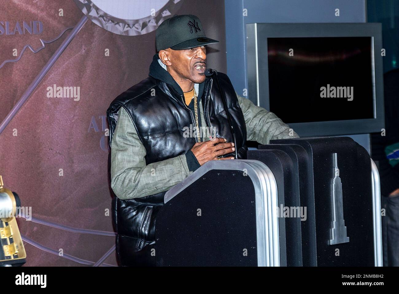 New York, NY, USA. 24th Feb, 2023. Rakim at the ceremonial lighting of ...
