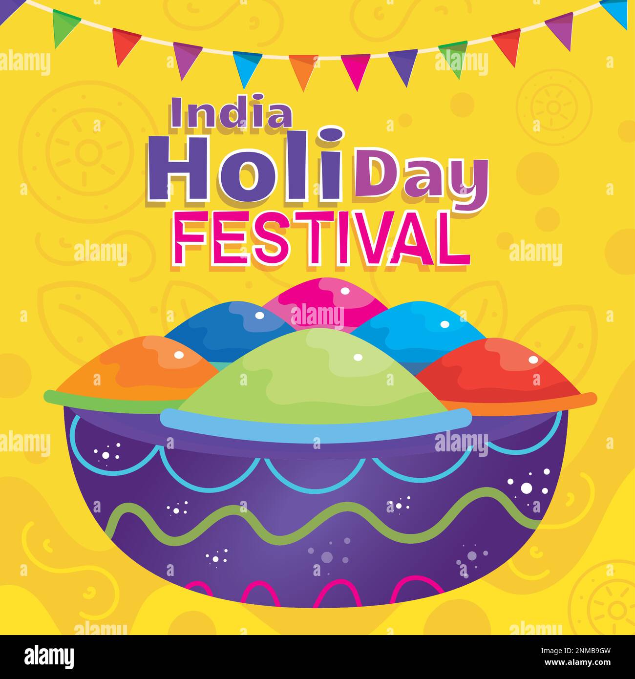 Colored holi festival poster with artisan vases and powder Vector Stock ...