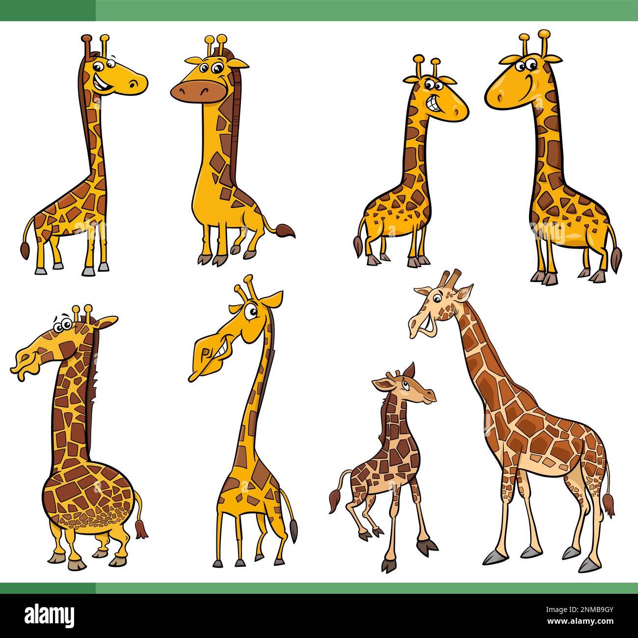 Cartoon illustration of funny giraffes animals comic characters set ...