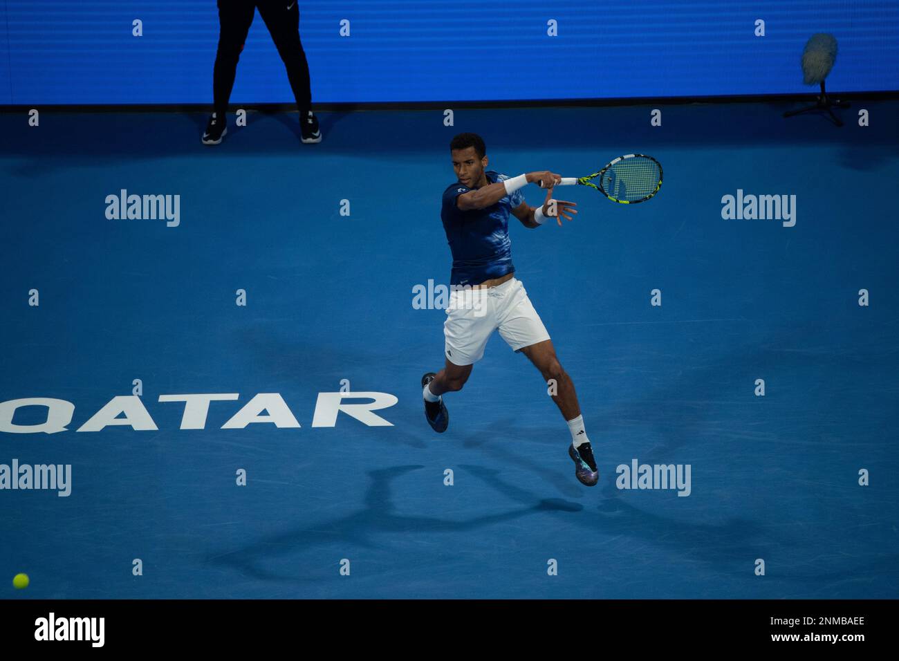 Daniil Medvedev vs Felix Auger Aliassime of Canada during their Semi-Finals match of the ATP 250 ...