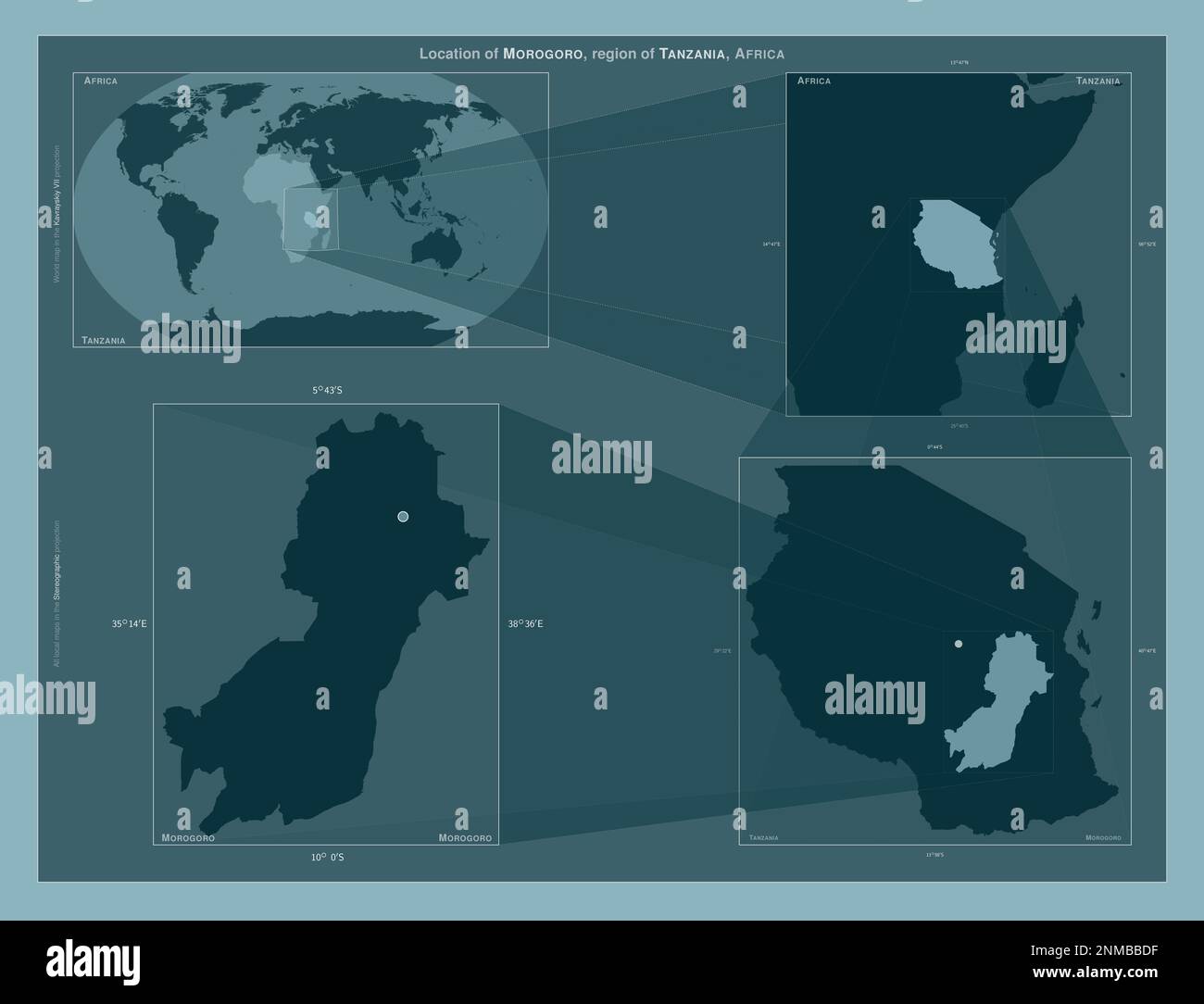 Morogoro, region of Tanzania. Diagram showing the location of the ...