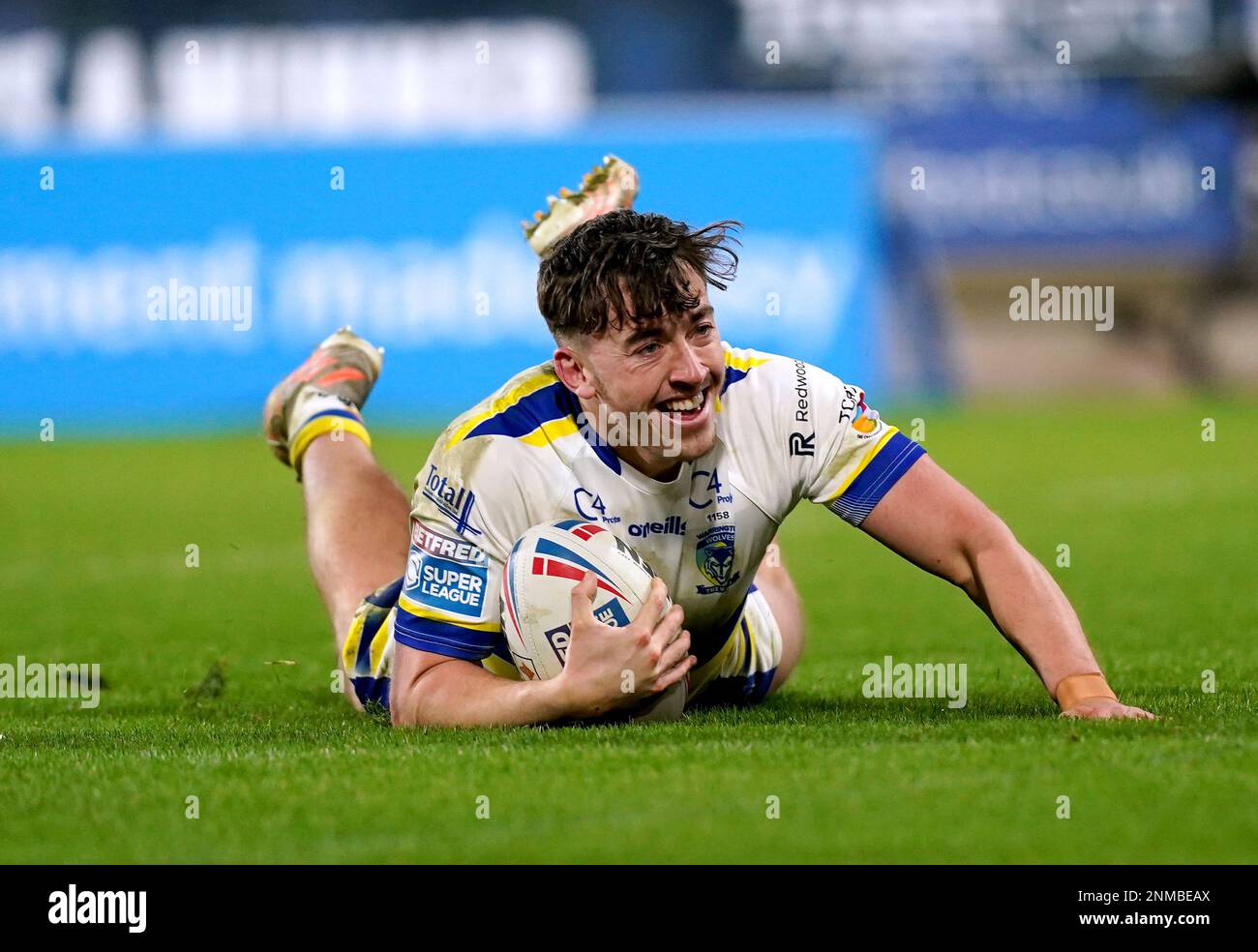 Warrington Wolves' Matty Ashton scores his side's fourth try during the ...