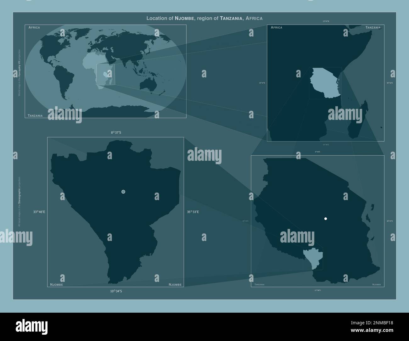 Njombe, region of Tanzania. Diagram showing the location of the region ...