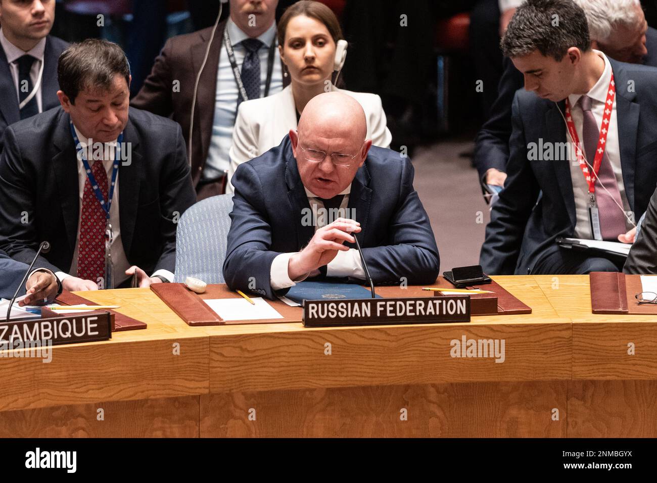 Ambassador Vassily Nebenzia of Russia speaks the Security Council ...