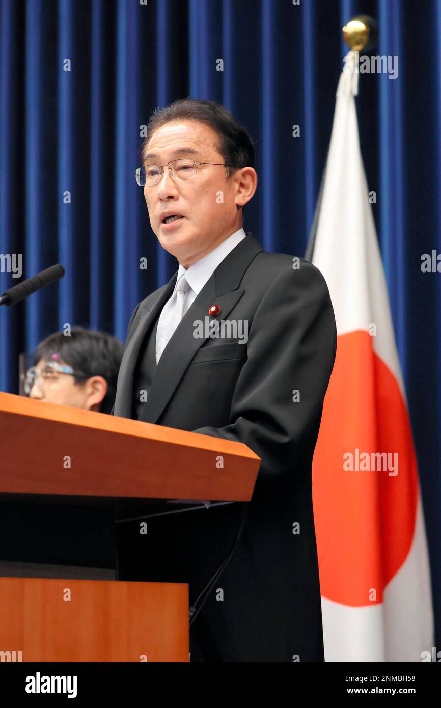 Japanese Prime Minister Fumio Kishida attends his first press conferece ...