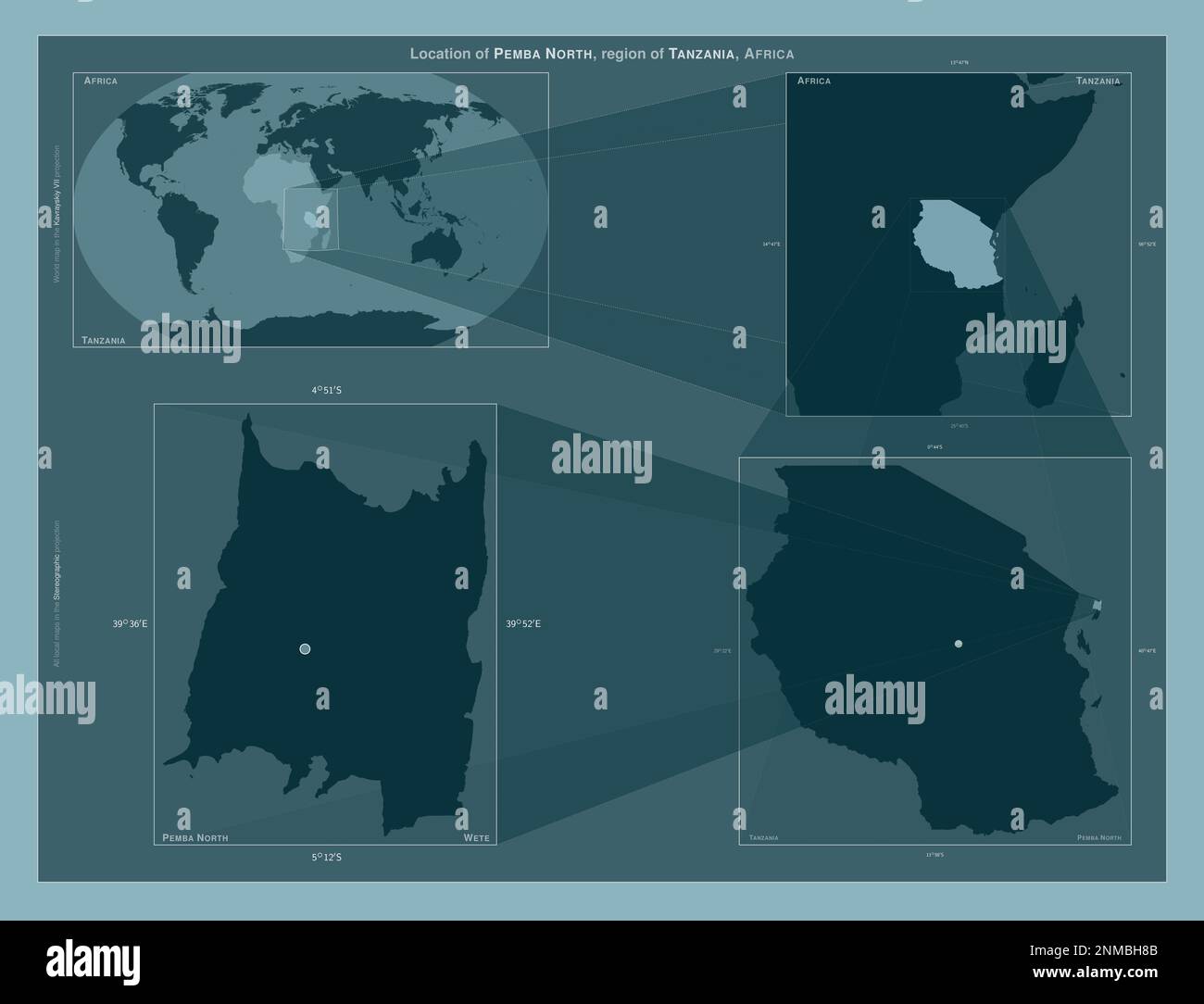 Pemba North, region of Tanzania. Diagram showing the location of the ...