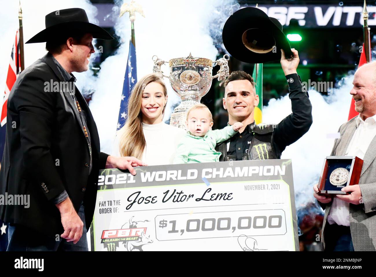 LAS VEGAS, NV - NOVEMBER 07: Jose Vitor Leme celebrates next to his ...