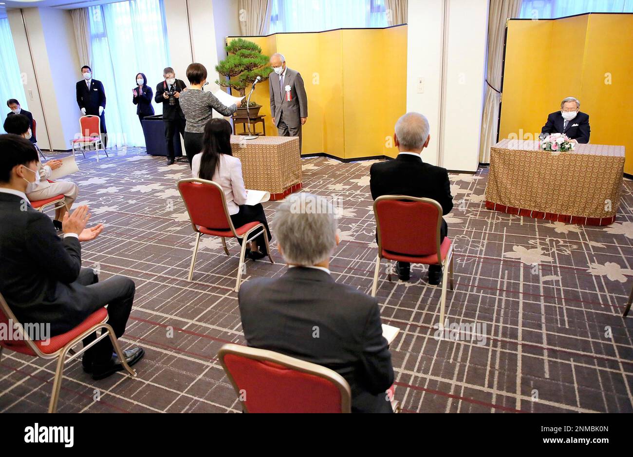 Japan's Prince Hitachi, the uncle of Emperor Naruhito, attends an award ...